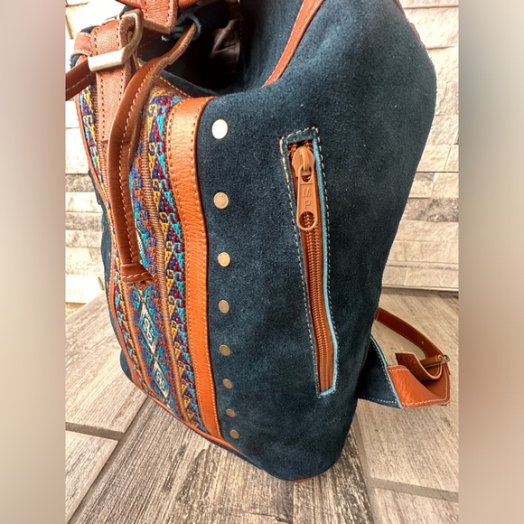 Leather | Bags | Boho Leather Suede Bucket Style Backpackethnic ...